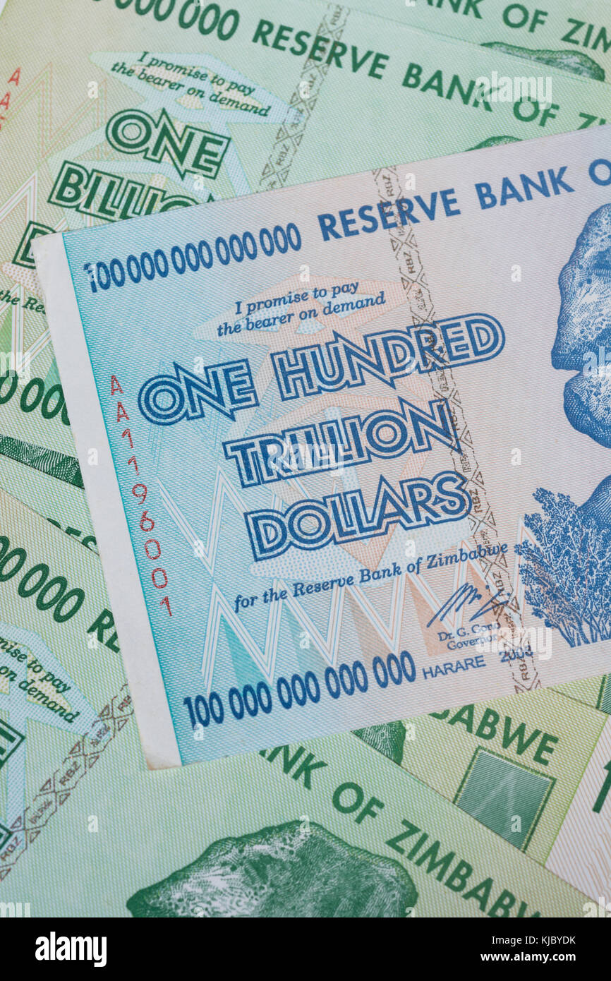 Hyperinflation - 100 Trillion Dollar Zimbabwe banknote from 2008 ...