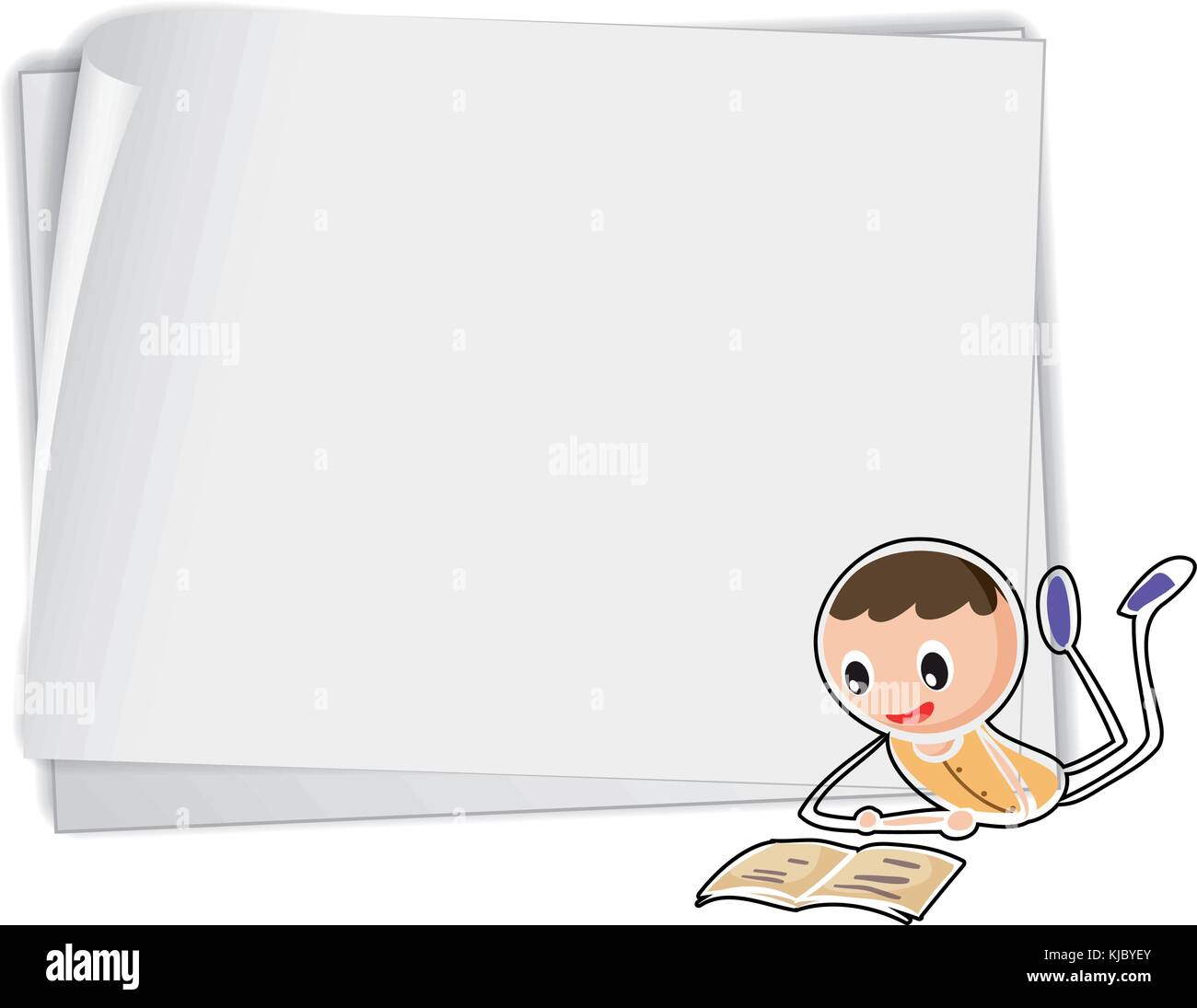 Illustration of a bondpaper with a boy on a white background Stock ...