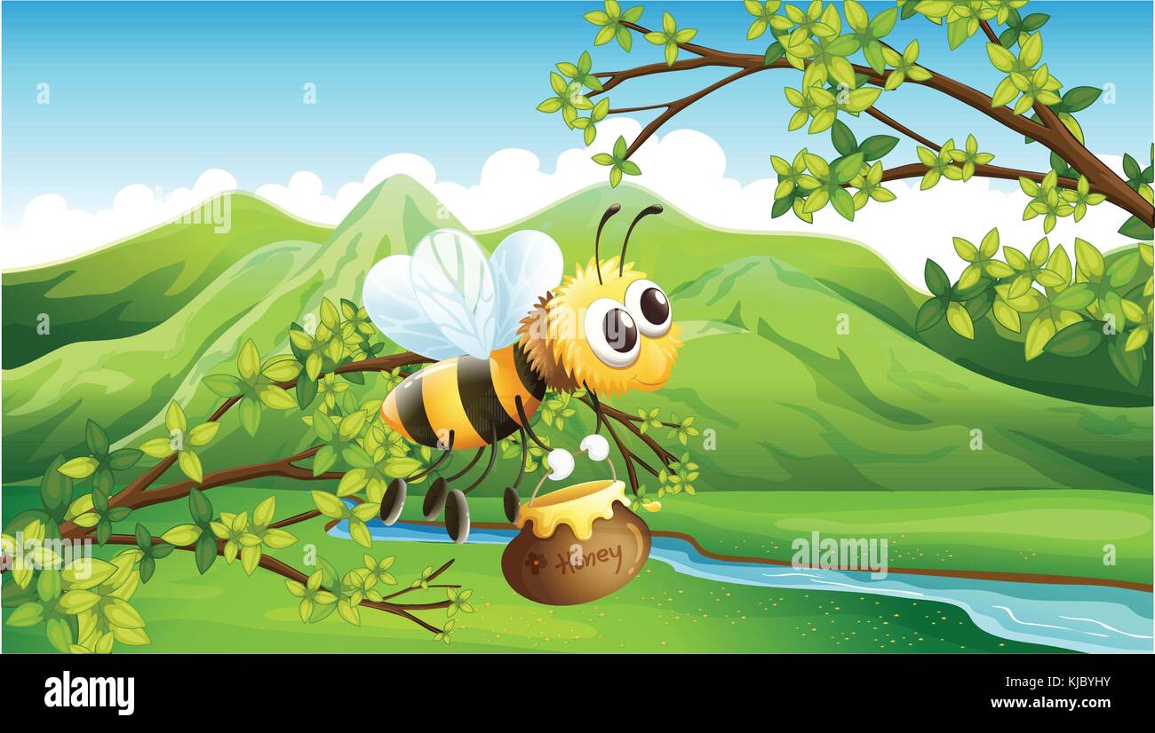 Illustration of a bee near the river Stock Vector Image & Art - Alamy