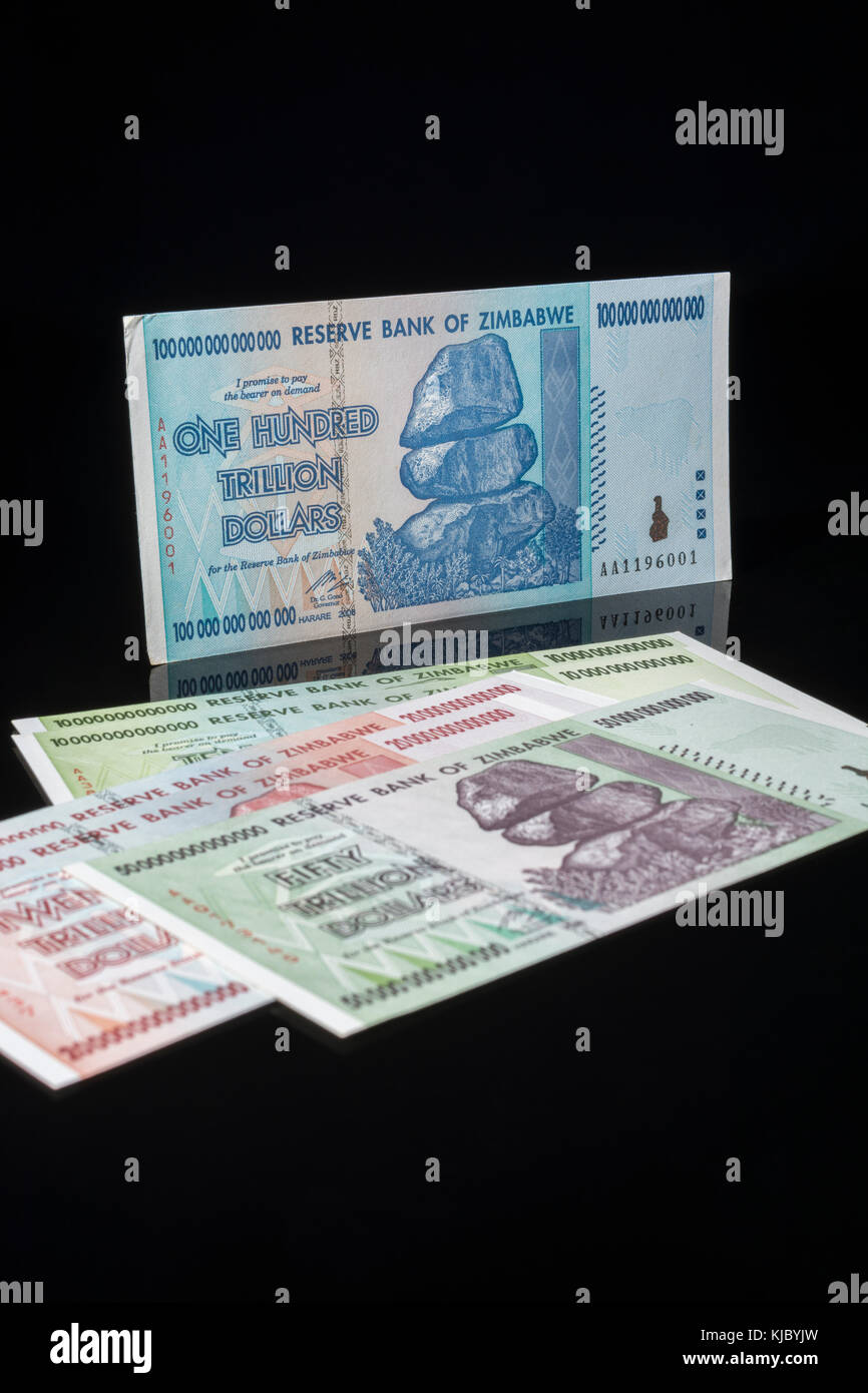 Hyperinflation - 100 Trillion Dollar Zimbabwe banknote from 2008 ...