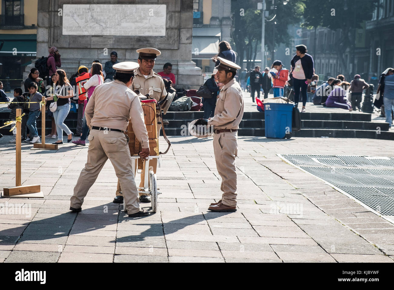 Traditional Organilleros (Music box) Organ Grinder at Plaza Manuel ...