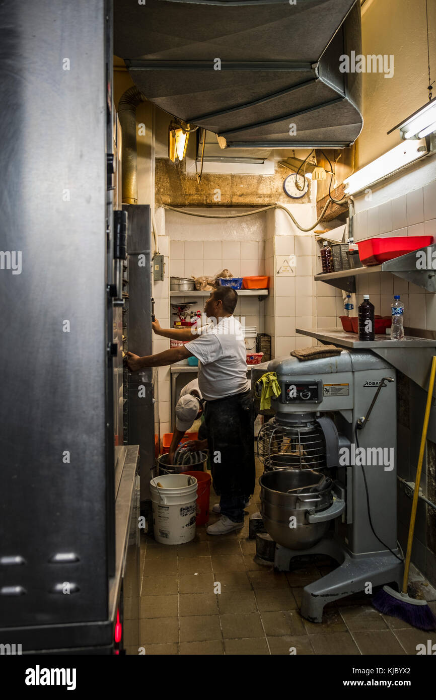 People working in a busy restaurant kitchen, Mexico City Stock Photo ...