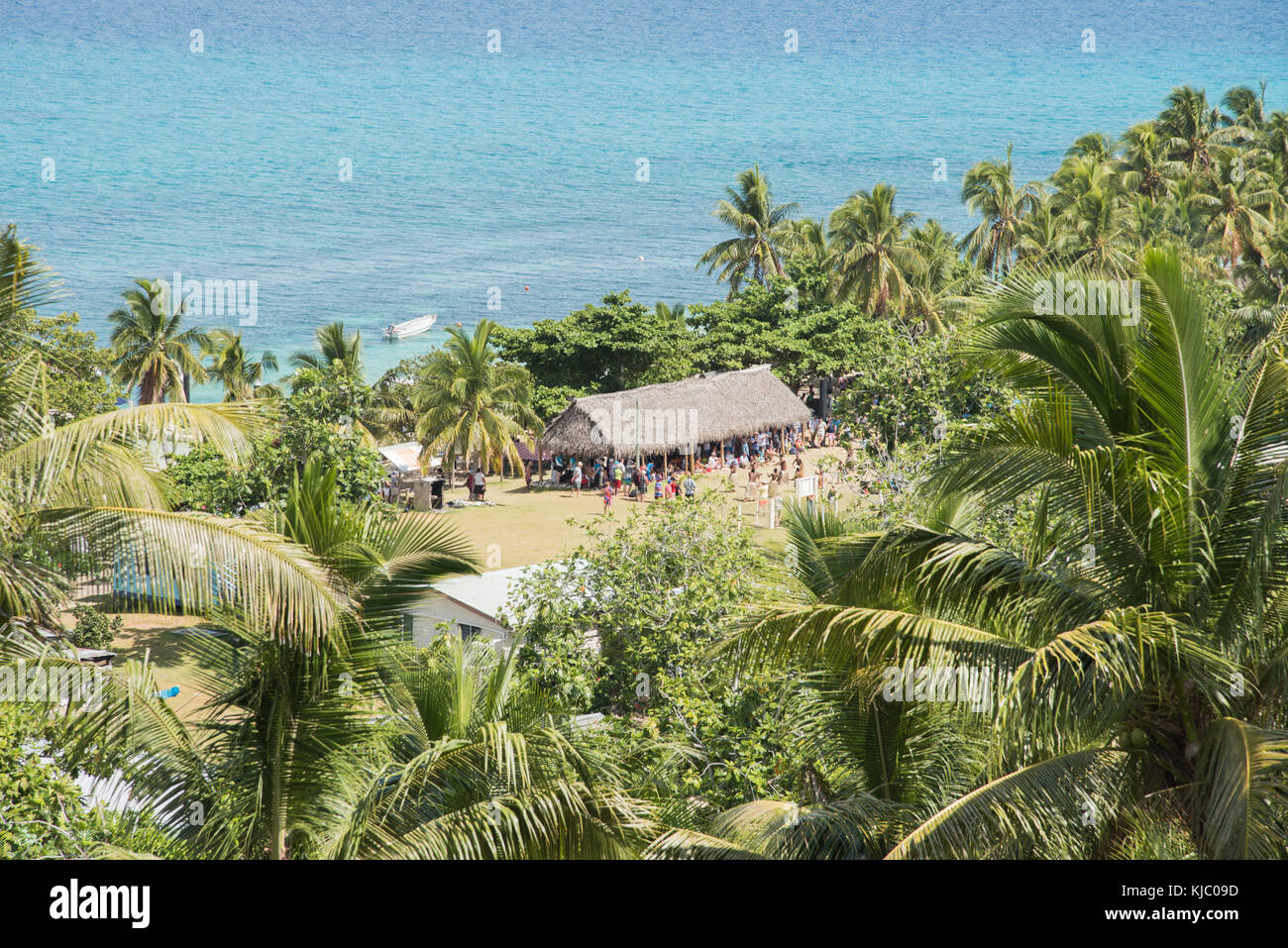 DRAVUNI ISLAND, FIJI, PACIFIC ISLANDS: NOVEMBER 29,2016: Elevated view ...