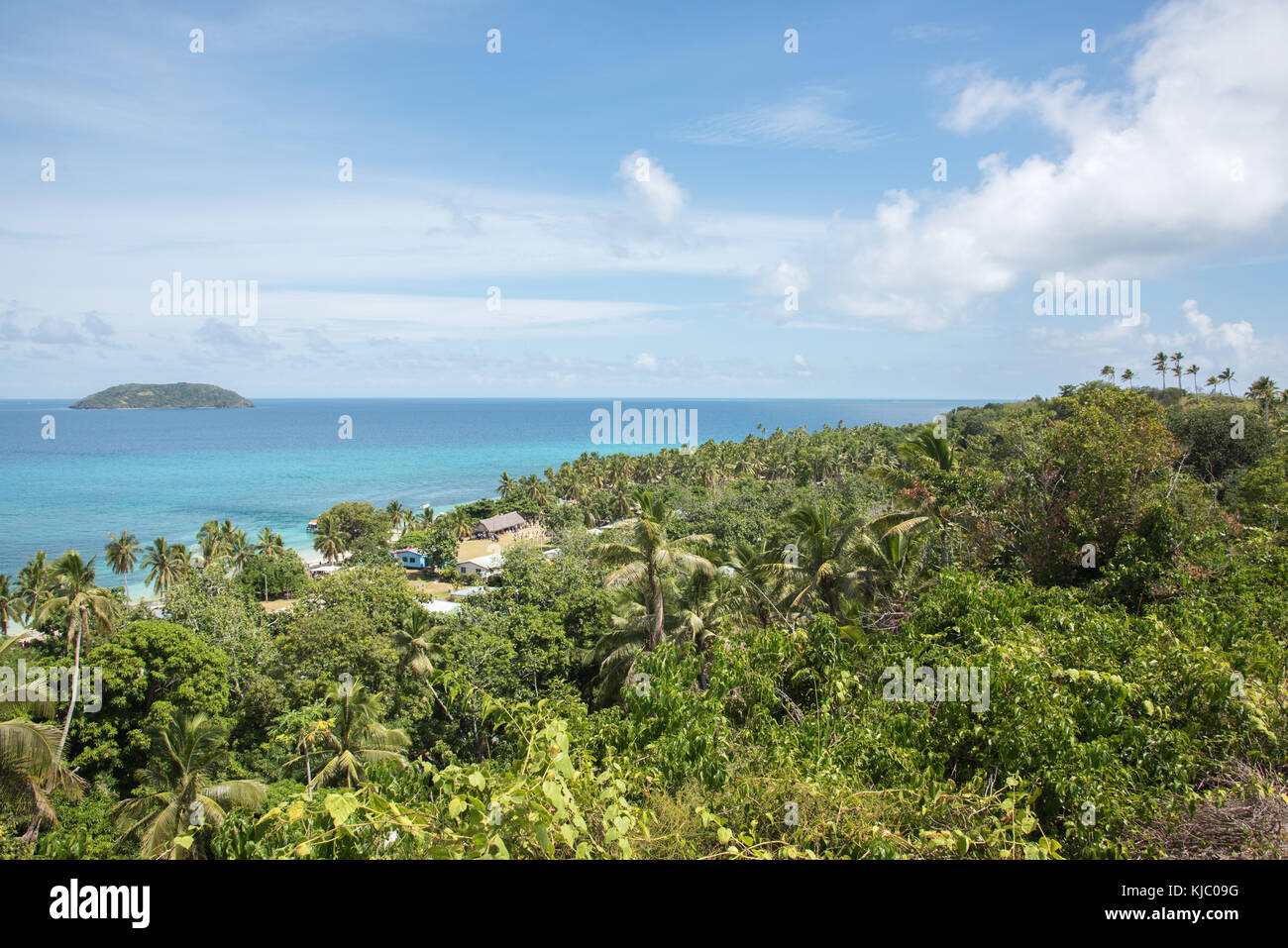 DRAVUNI ISLAND, FIJI, PACIFIC ISLANDS: NOVEMBER 29,2016: Elevated view ...