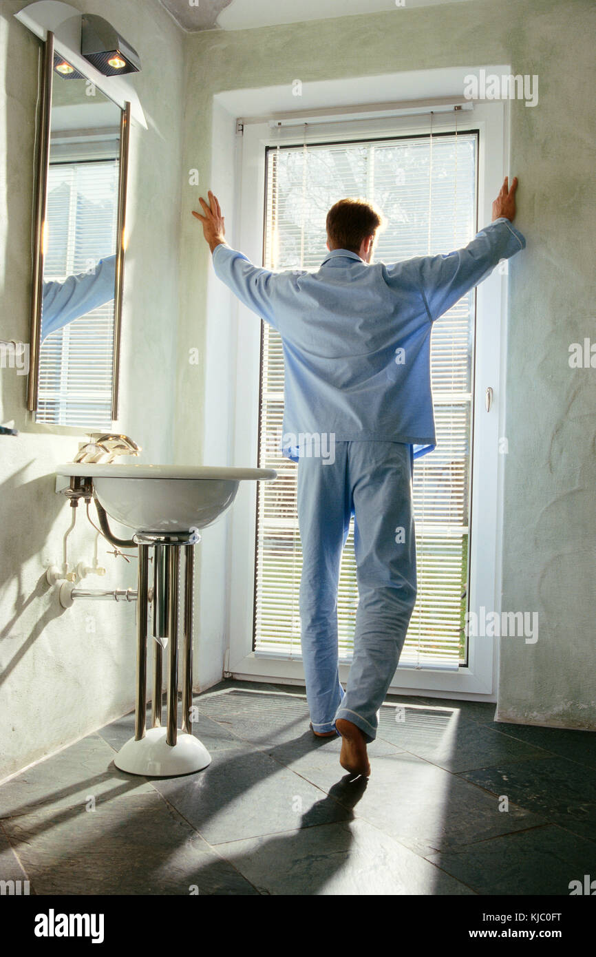 Man in Bathroom Stock Photo - Alamy