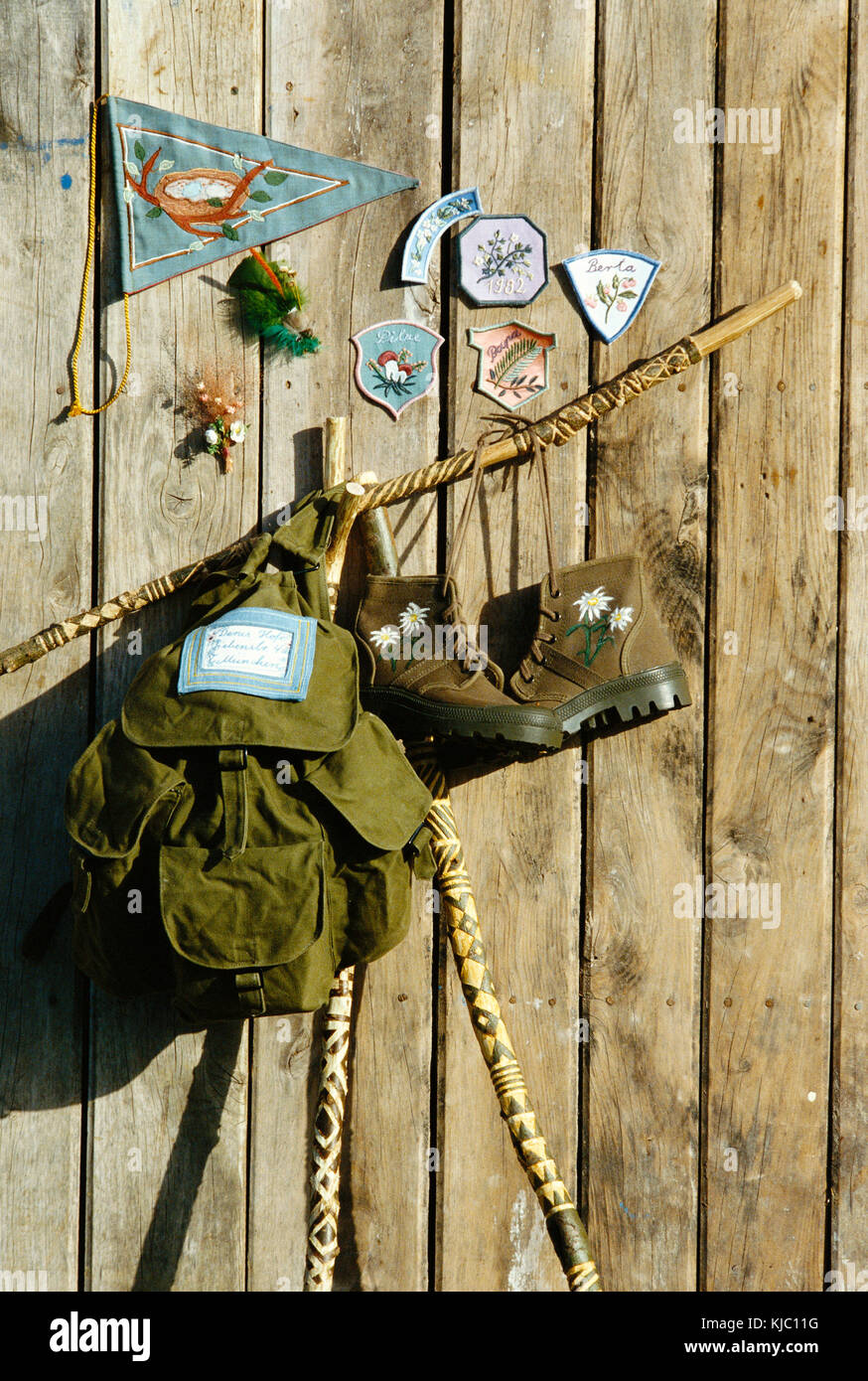 Backpack and Boots Stock Photo - Alamy