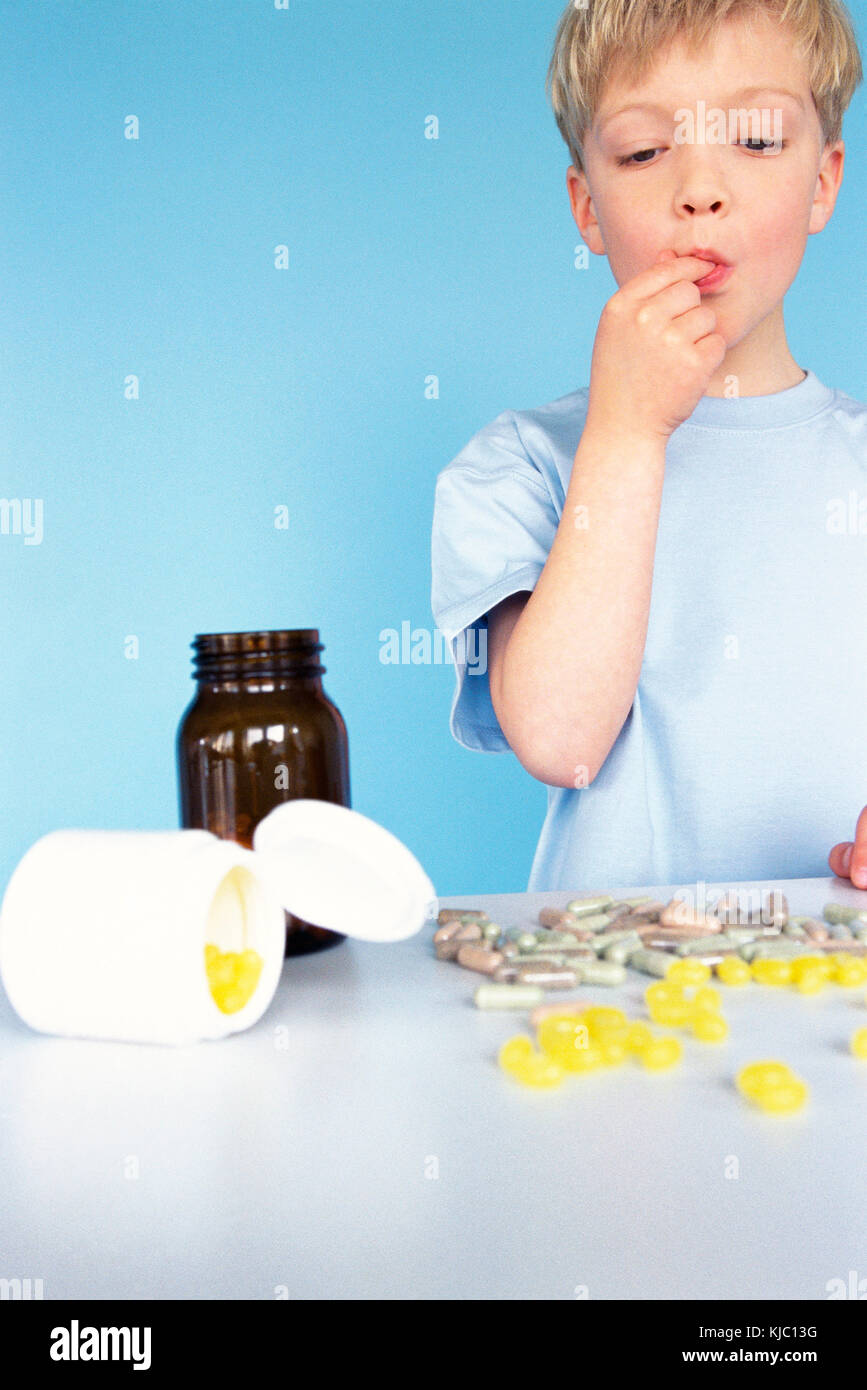 Boy With Medication Stock Photo - Alamy