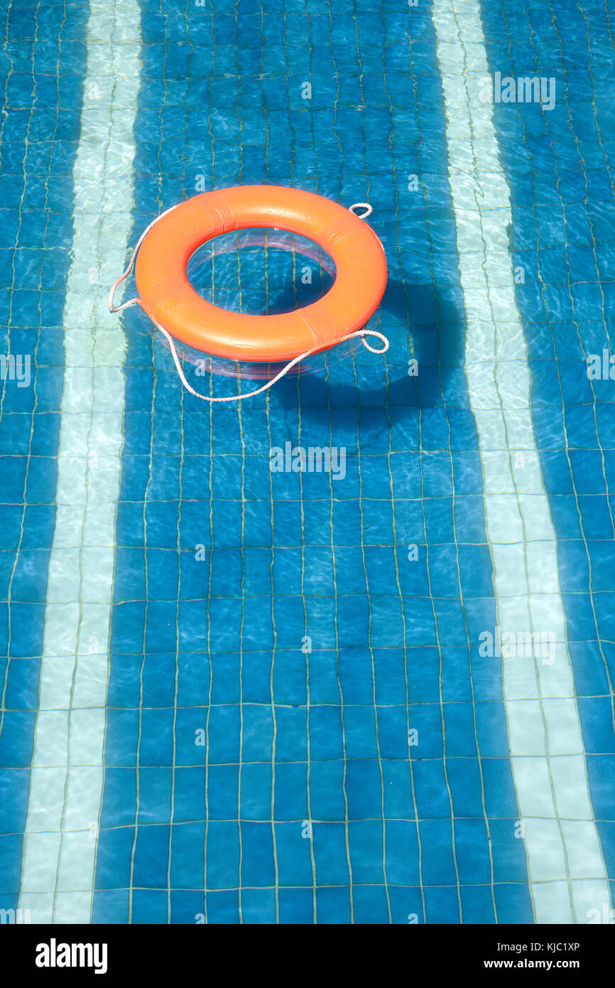 Life Preserver in Swimming Pool Stock Photo - Alamy
