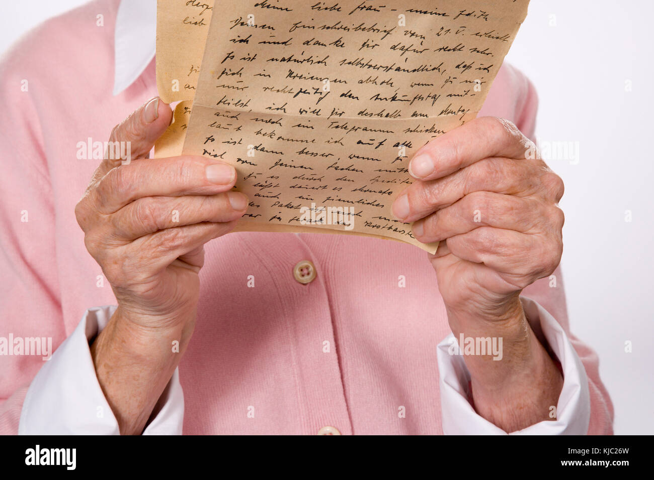 Woman Reading Letter Stock Photo - Alamy