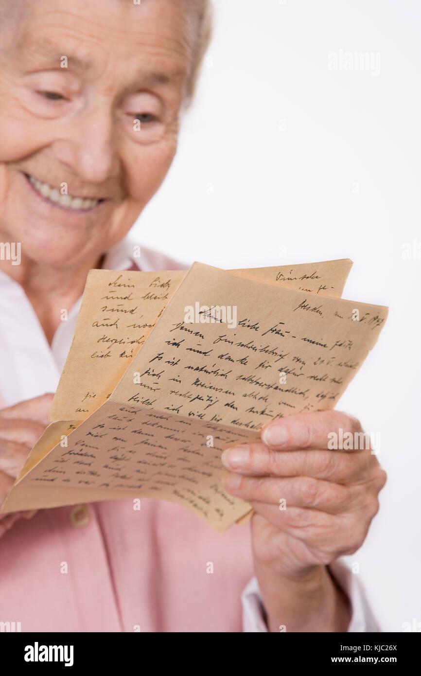 Woman Reading Letter Stock Photo - Alamy