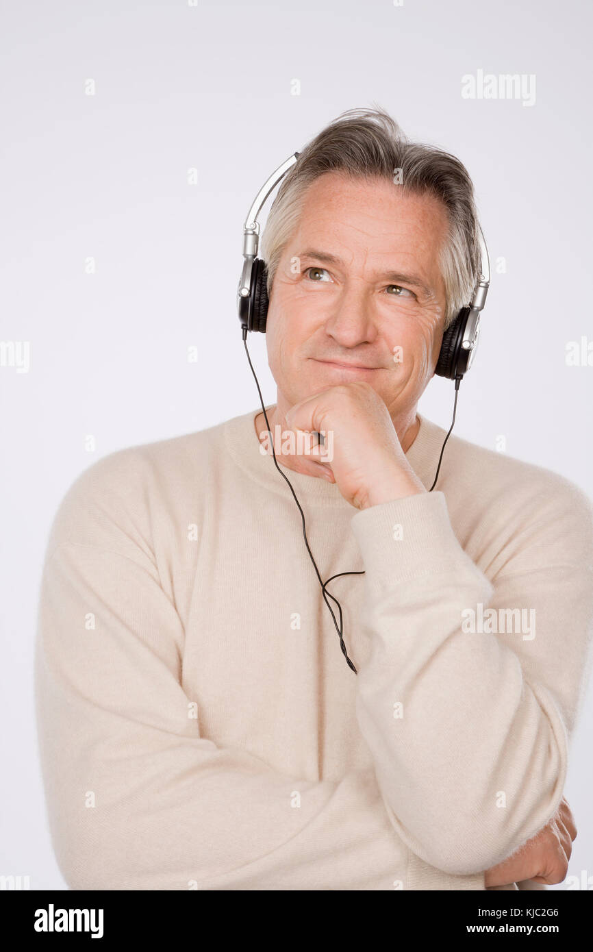 Portrait of Man Listening to Music Stock Photo - Alamy