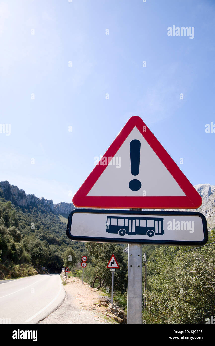 Road Sign by Road, Mallorca, Spain Stock Photo - Alamy