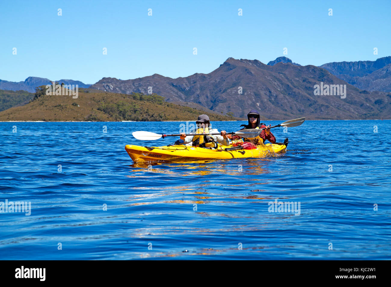 Kayaking on Lake Pedder Stock Photo - Alamy