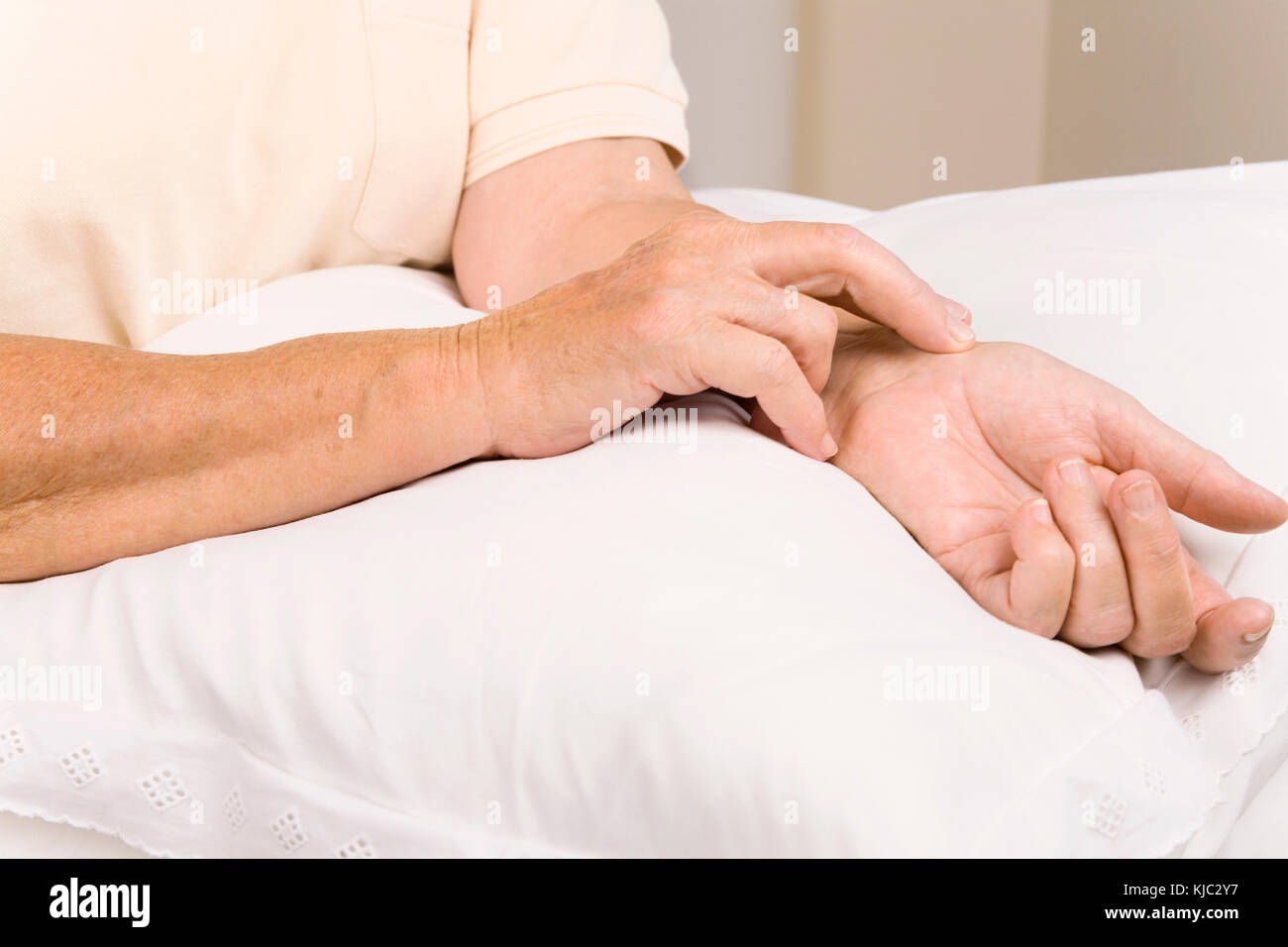 Woman Measuring Pulse Stock Photo - Alamy