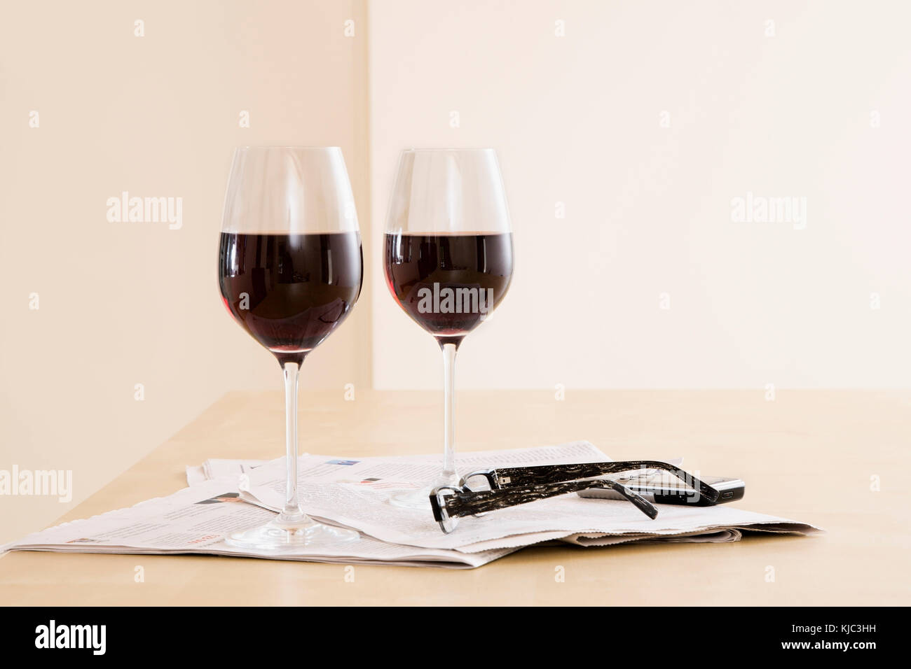 Two Glasses of Red Wine Stock Photo - Alamy