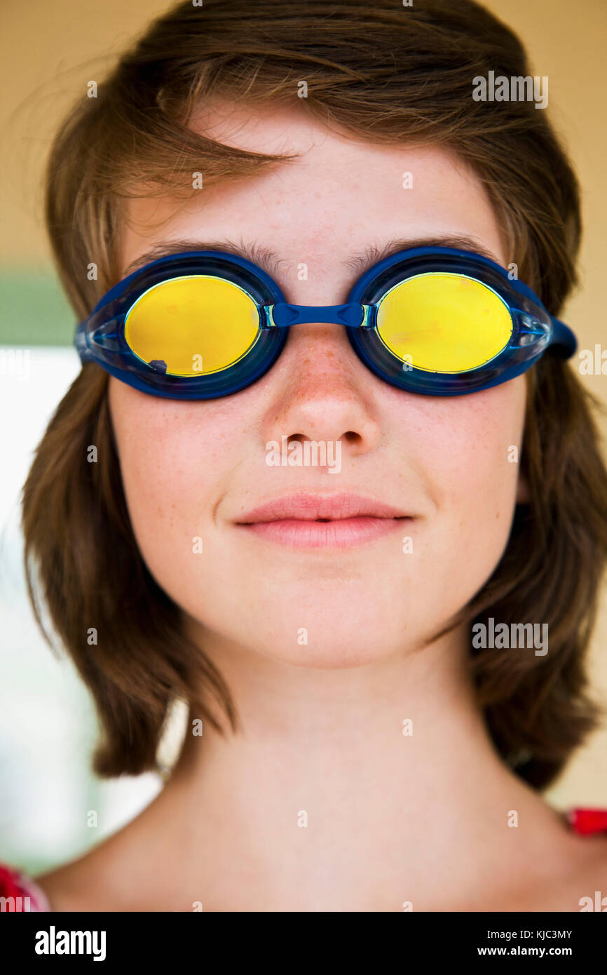 Girl Wearing Goggles Stock Photo - Alamy