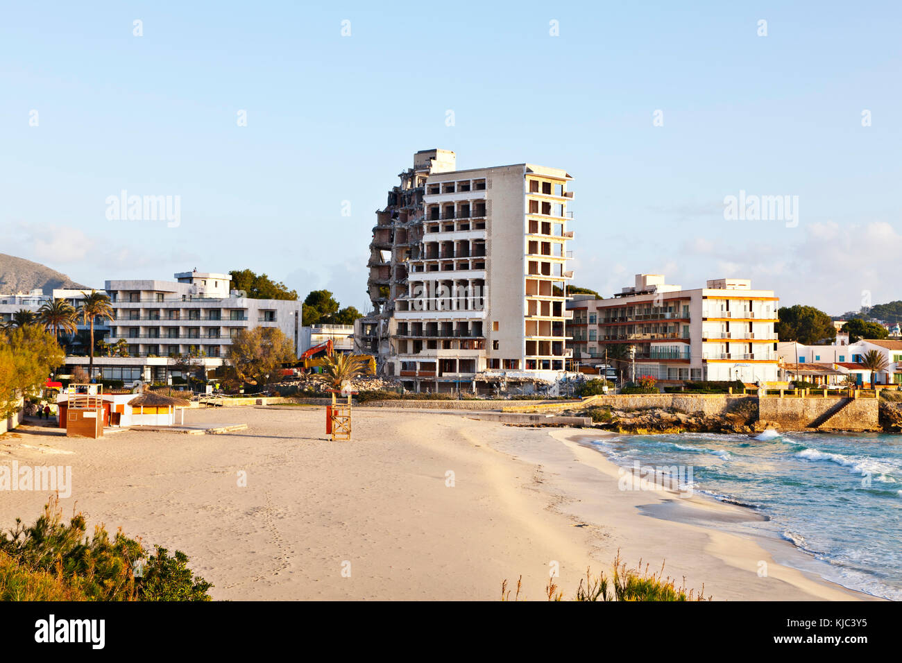 Beach and Building Demolition, Mallorca, Spain Stock Photo - Alamy