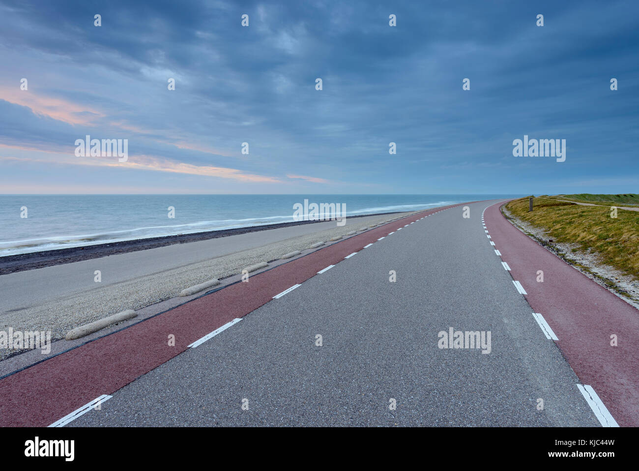 Dike Road and North Sea, Westkapelle, Zeeland, Netherlands Stock Photo ...