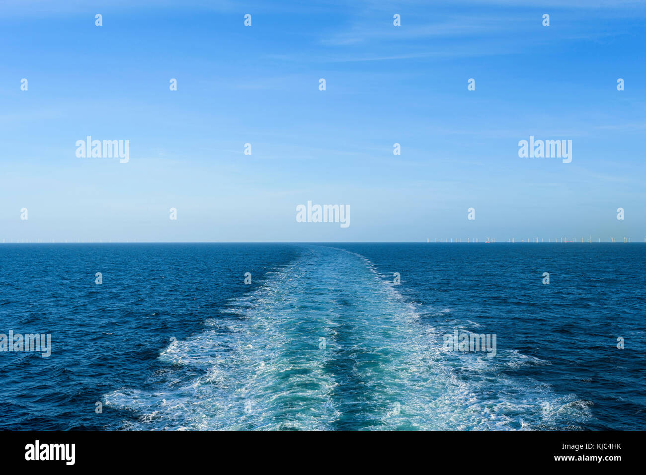 Churned water of a ship's wake in the North Sea at IJmuiden in the ...