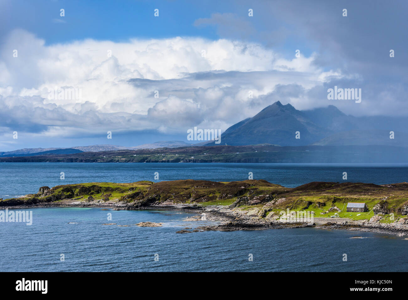 Scottish coast with dramatic cloud formations on the Isle of Skye in ...