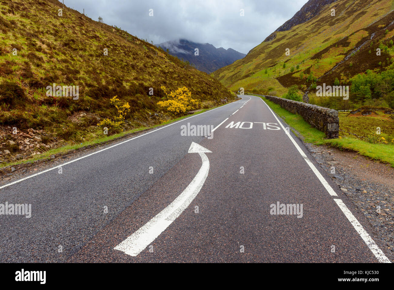 Typical Scottish country road in the highlands of Scotland, United ...