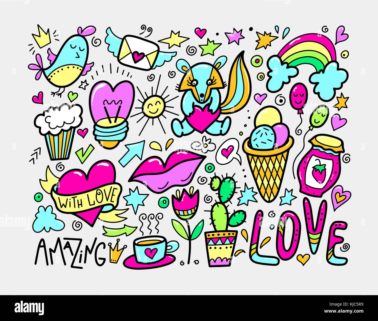 Hand drawing set cute Stock Vector Images - Alamy