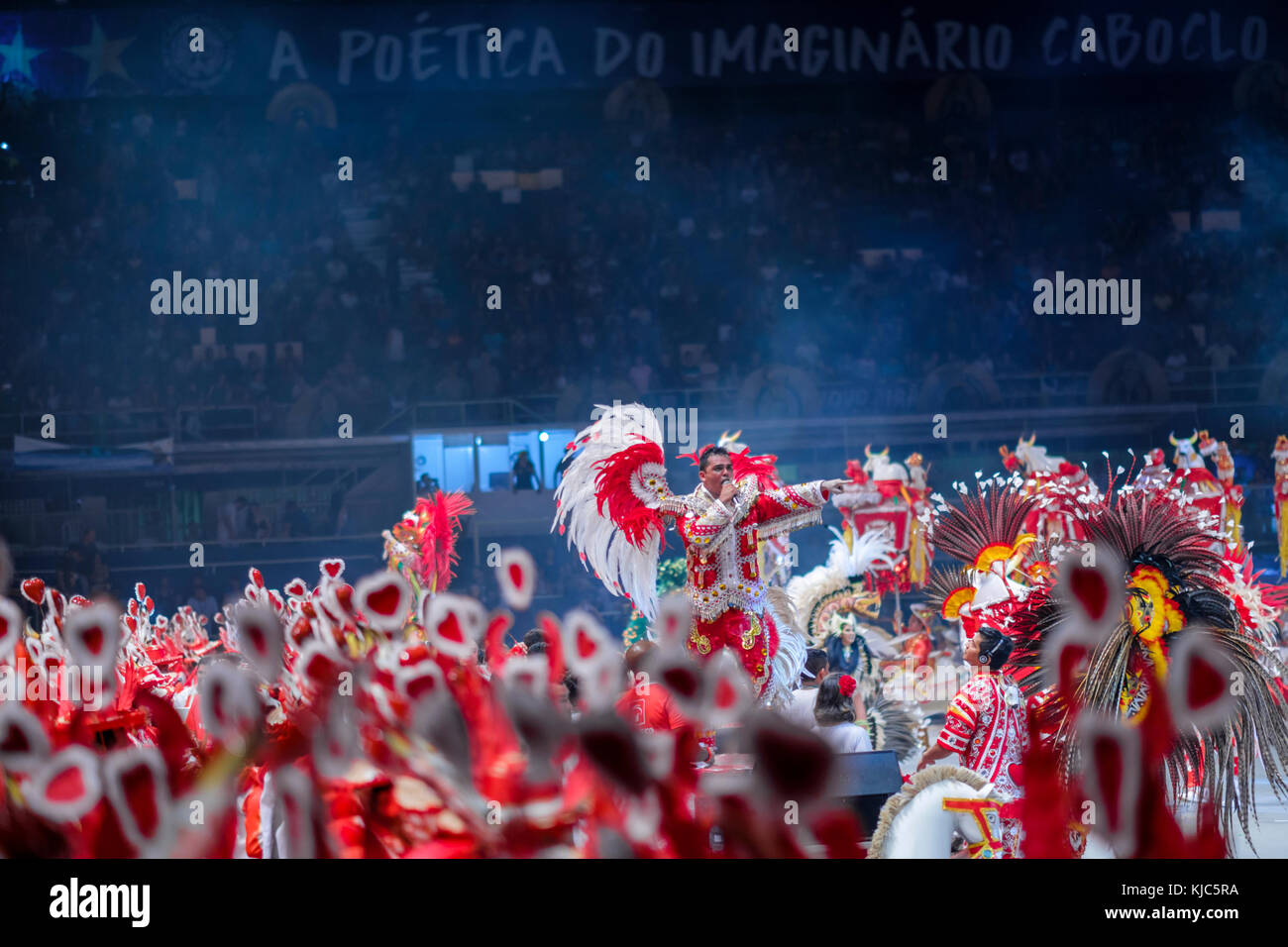 Performers at the Boi Bumba festival in Parintins, Amazonas state ...