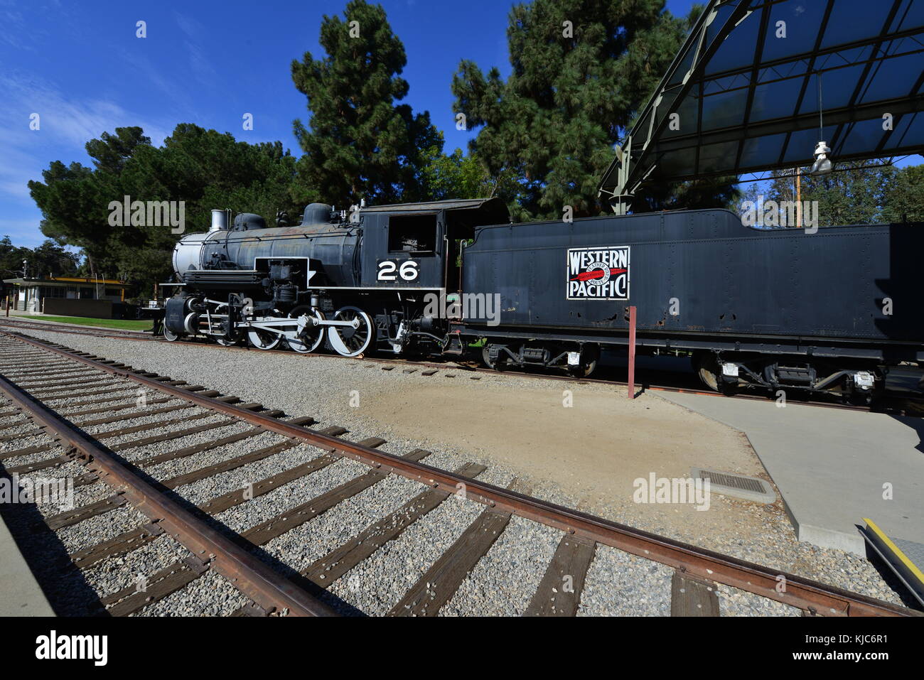 Vintage American steam engines at an Engine shed Stock Photo - Alamy