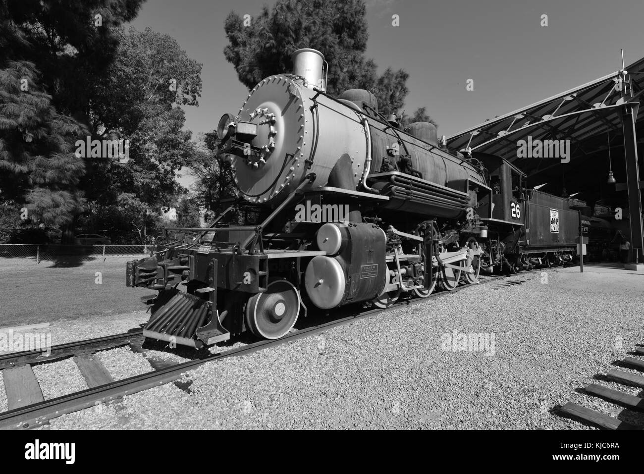 Vintage American steam engines at an Engine shed Stock Photo - Alamy