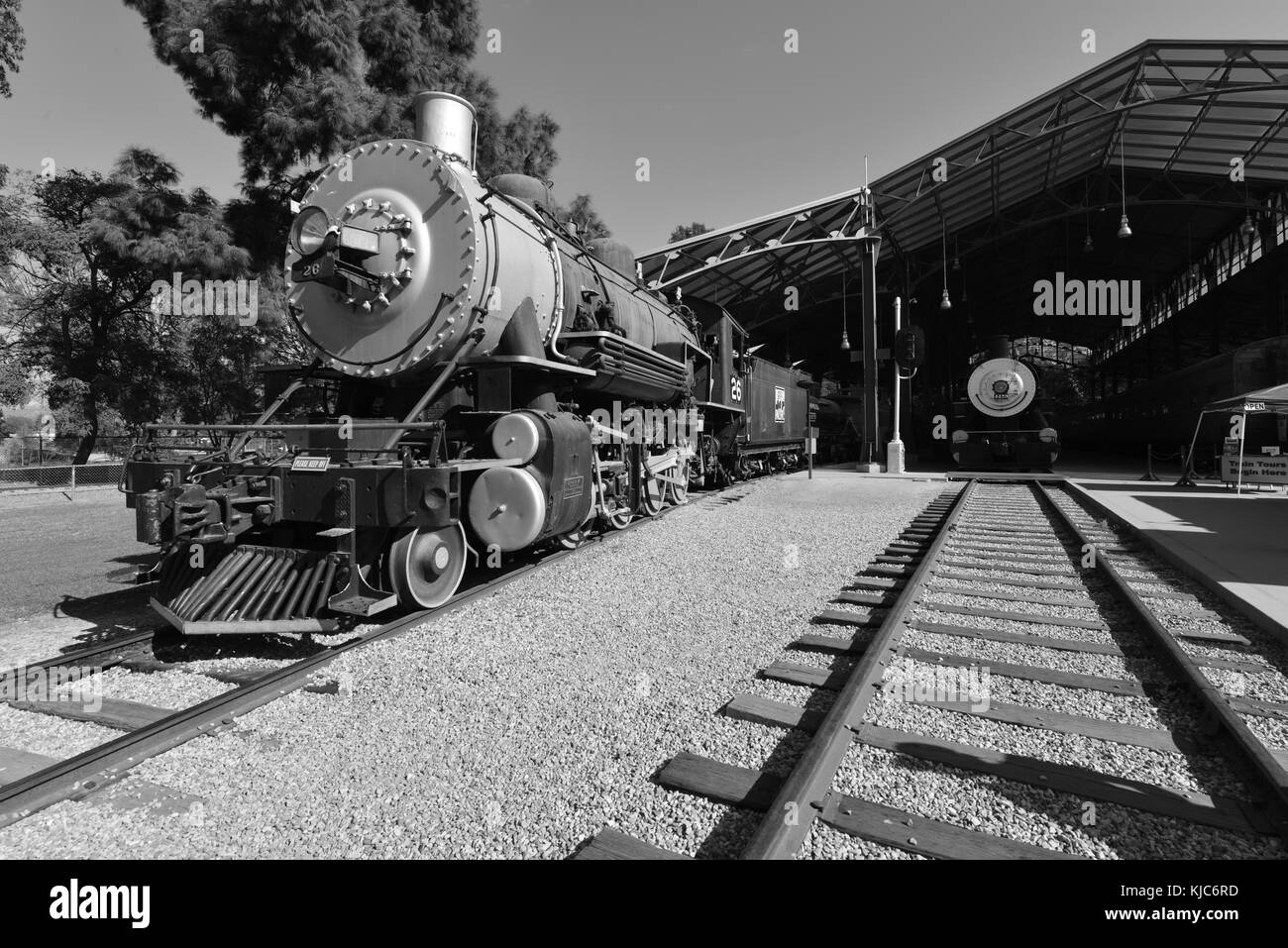 Vintage American steam engines at an Engine shed Stock Photo - Alamy