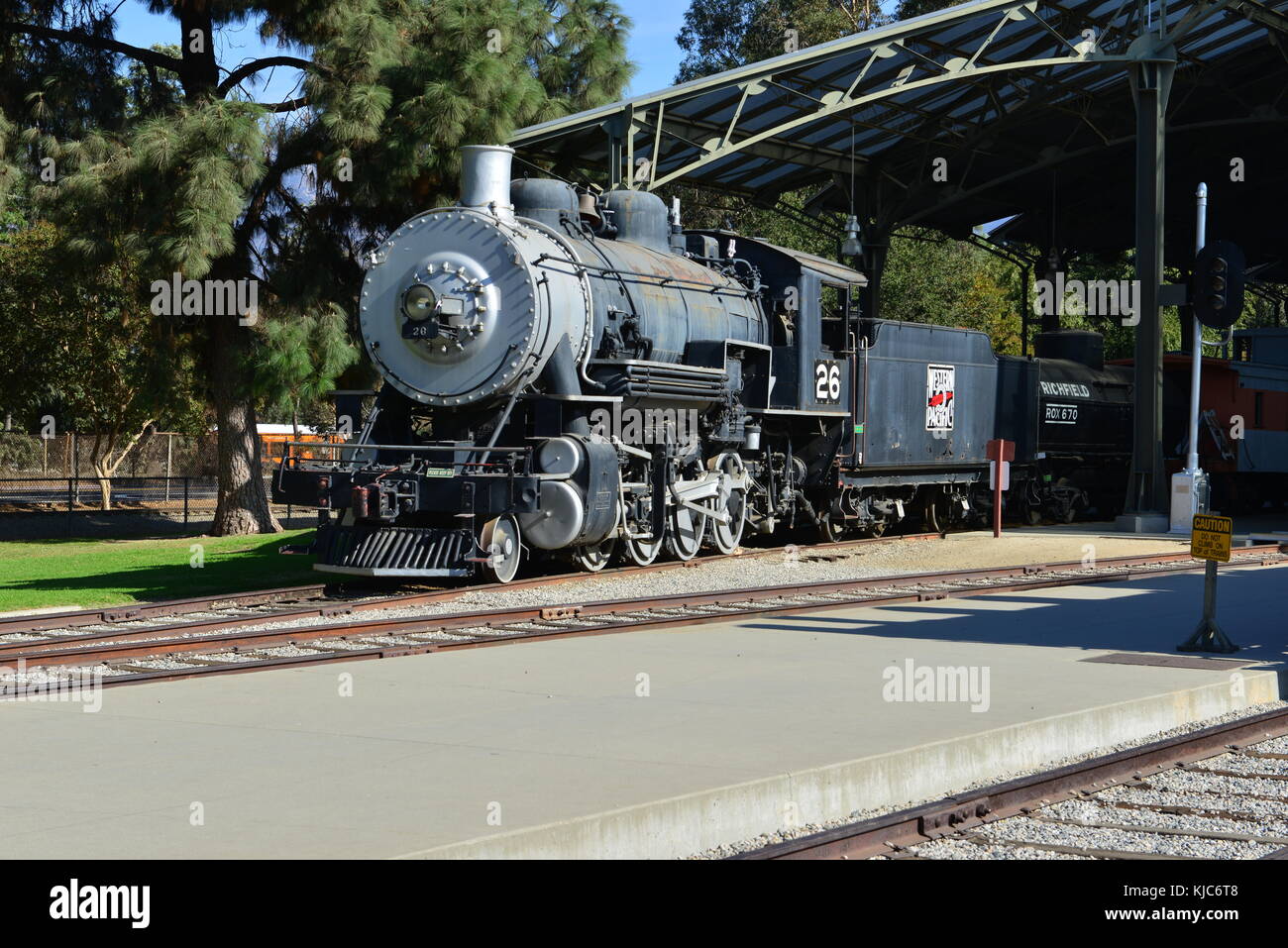 Vintage American steam engines at an Engine shed Stock Photo - Alamy
