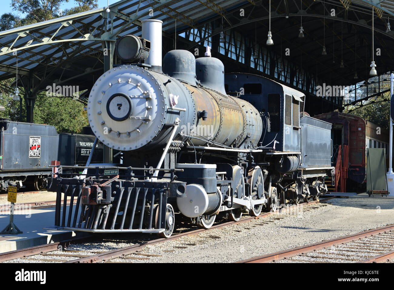 Vintage American steam engines at an Engine shed Stock Photo - Alamy