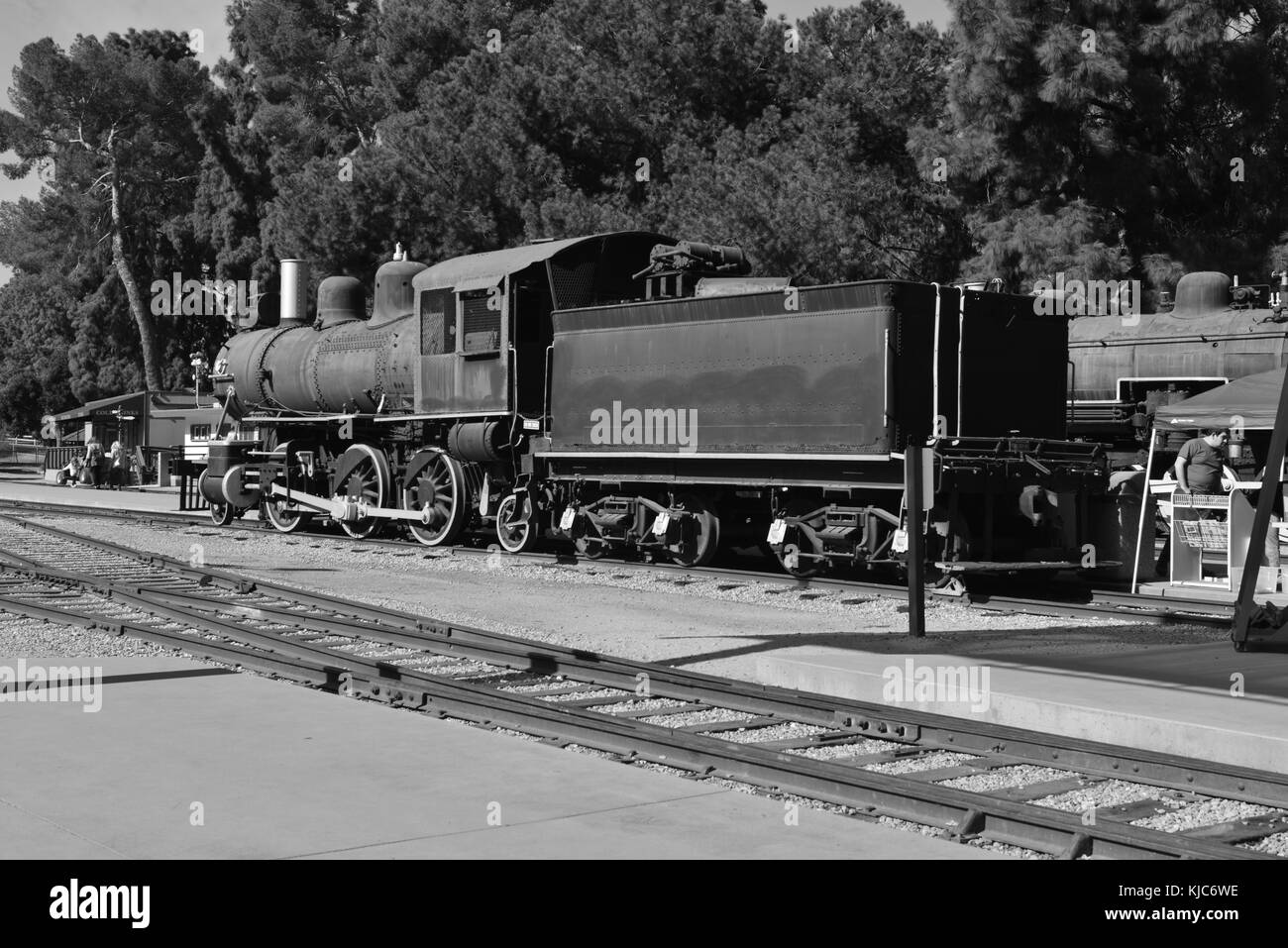 Vintage American steam engines at an Engine shed Stock Photo - Alamy