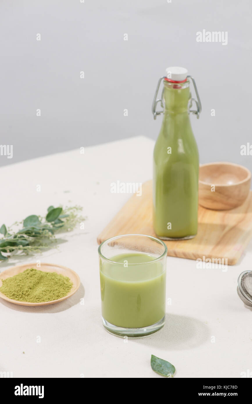 Homemade Hot Matcha Latte Tea with Milk Stock Photo - Alamy