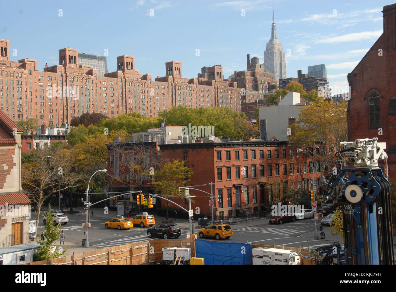 Traffic and work in progress in New York Stock Photo - Alamy