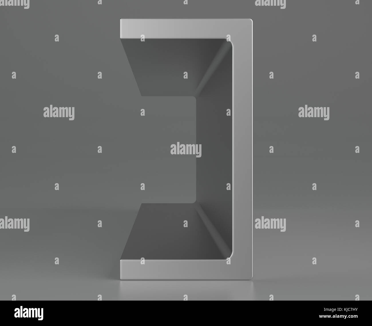 Rolled channel steel bar on gray background. 3d rendering Stock Photo ...