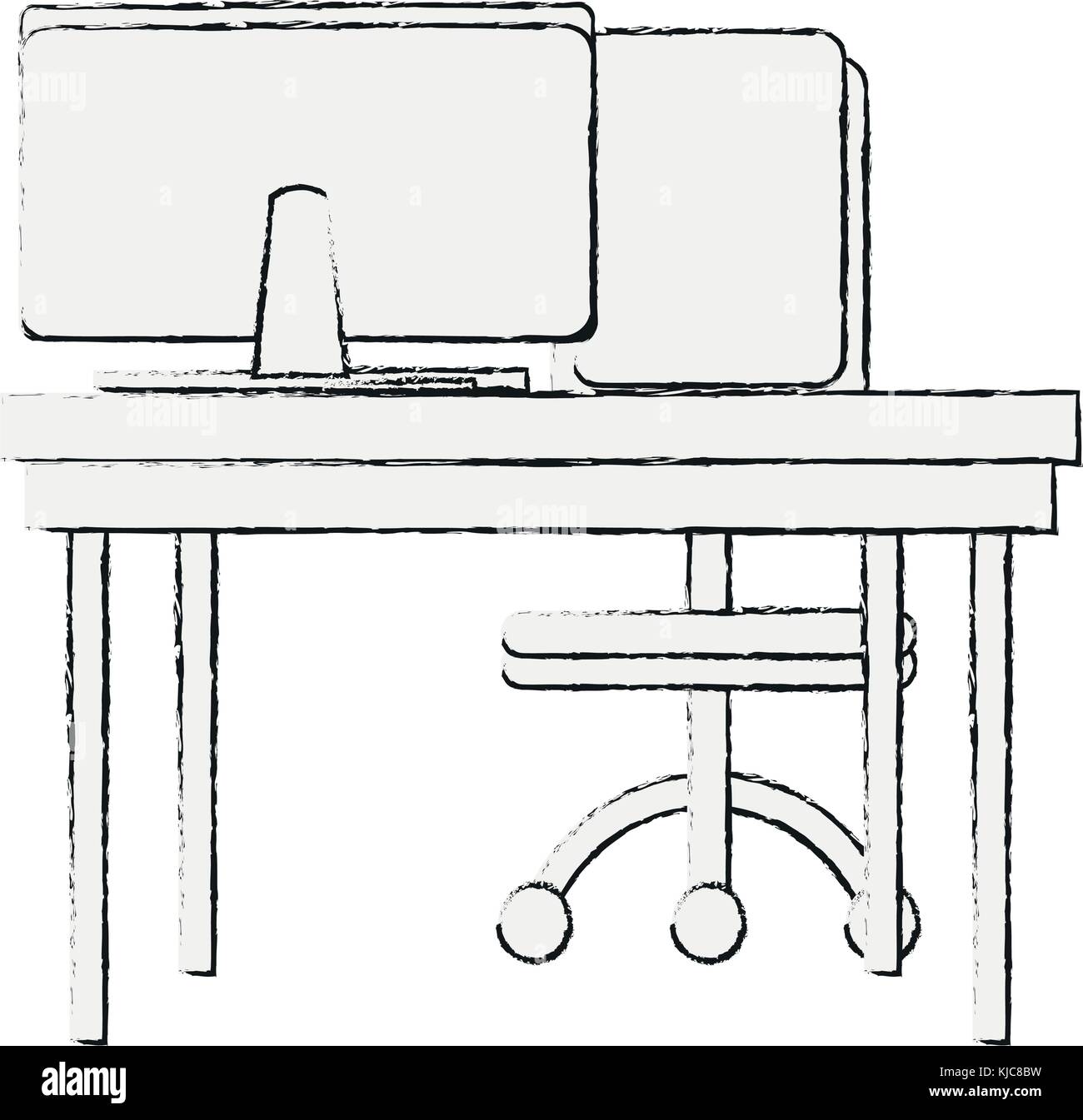 Office desk and pc Stock Vector Image & Art - Alamy