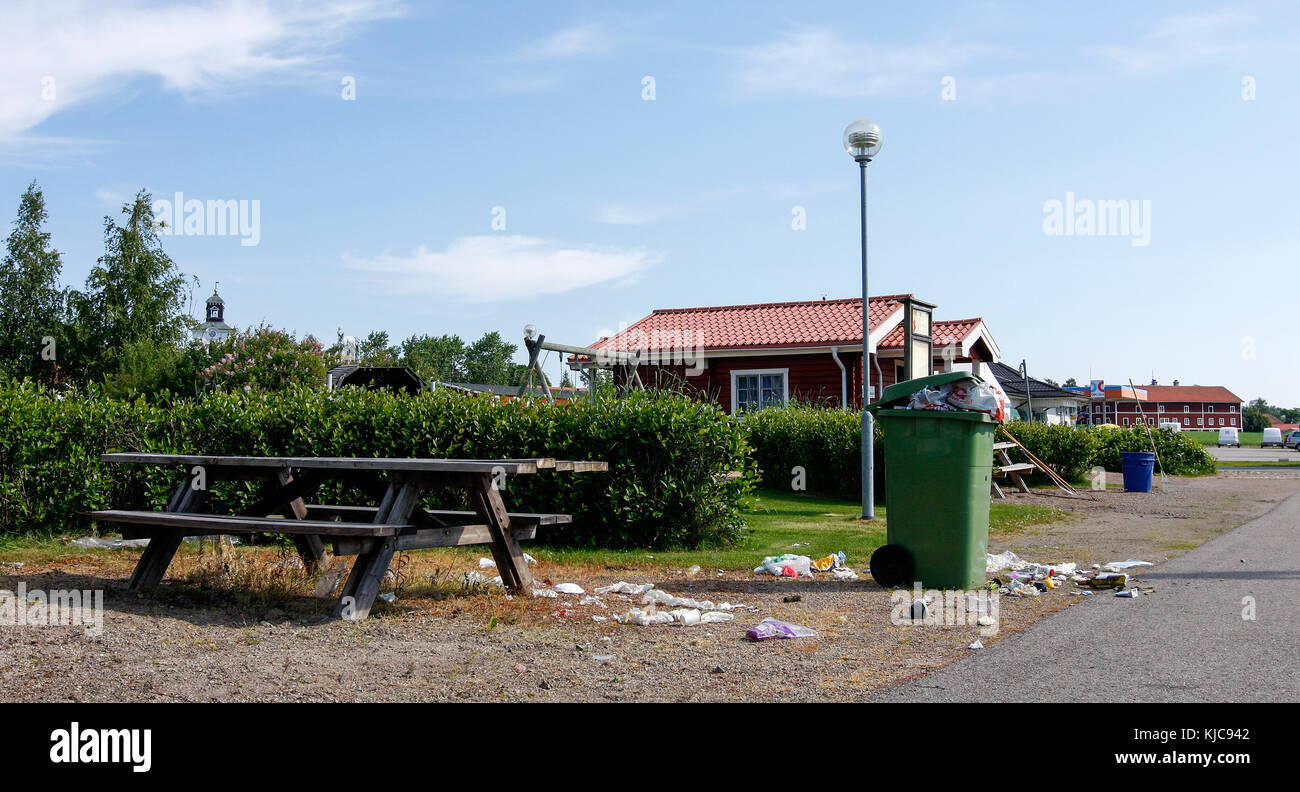 ALFTA, SWEDEN ON JUNE 29, 2010. View of a rest service place, container ...