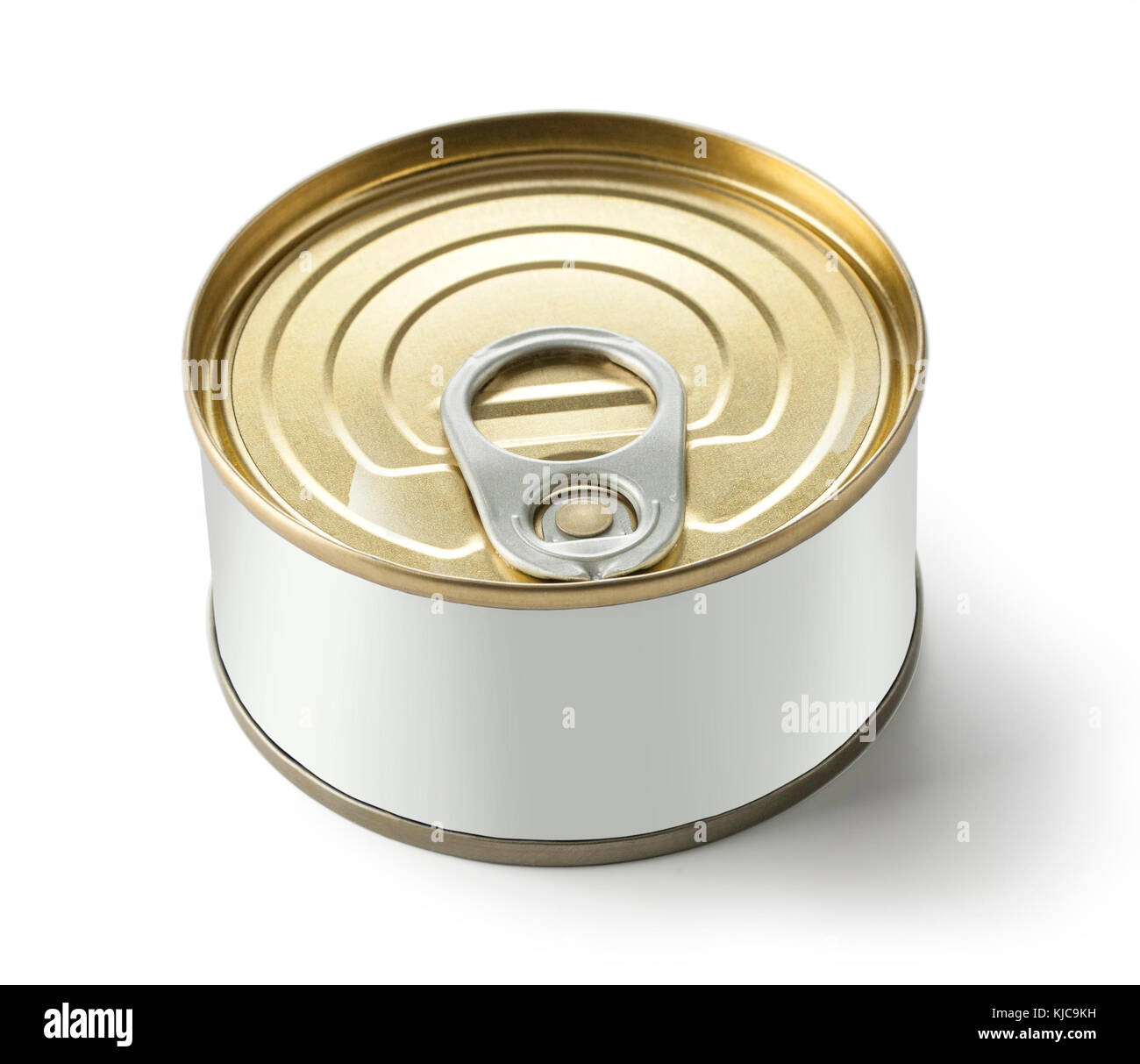 Can with blank white label isolated on white.With clipping path Stock ...