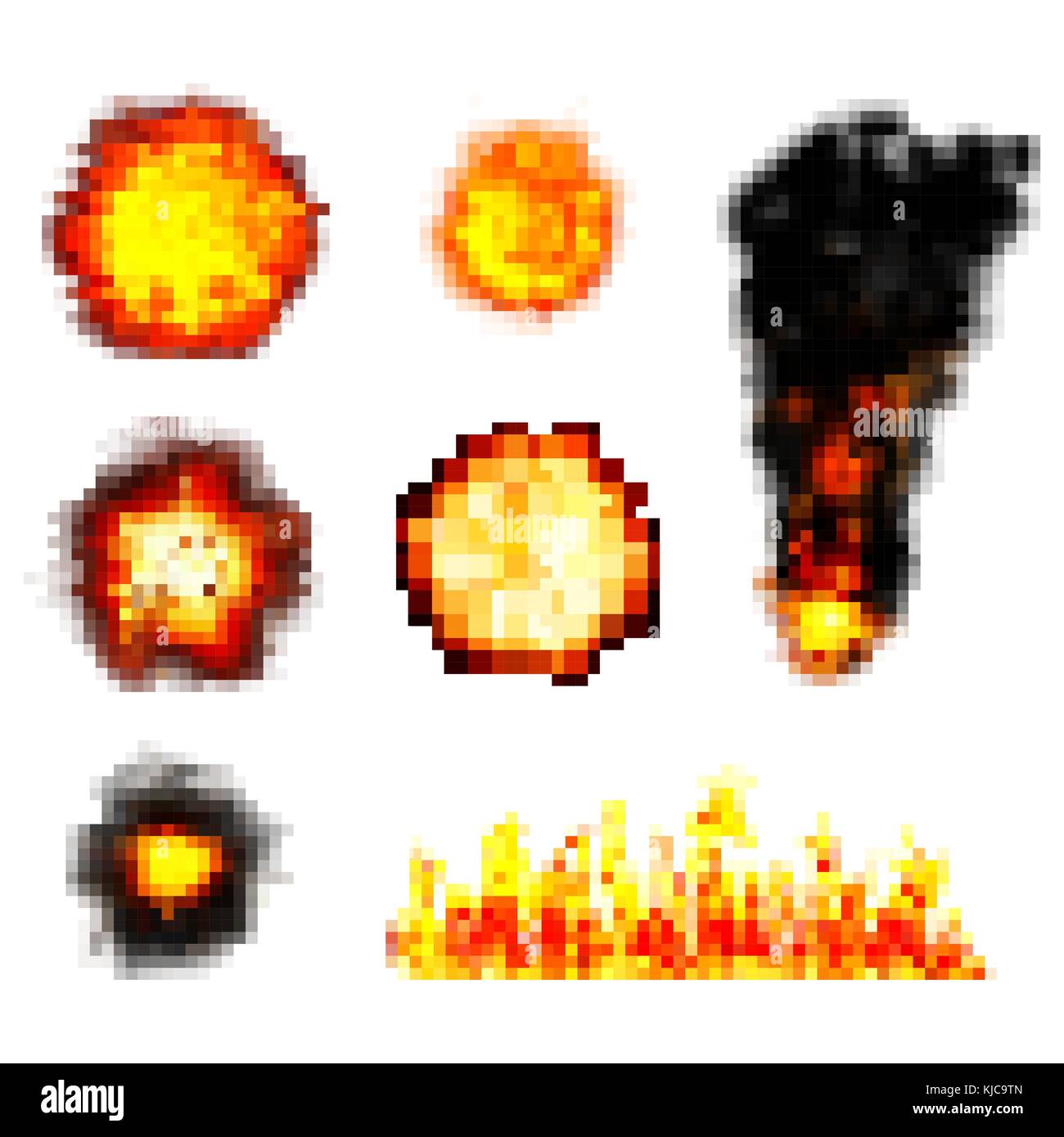 pixel boom. retro game explosions. vector set Stock Vector Image & Art ...