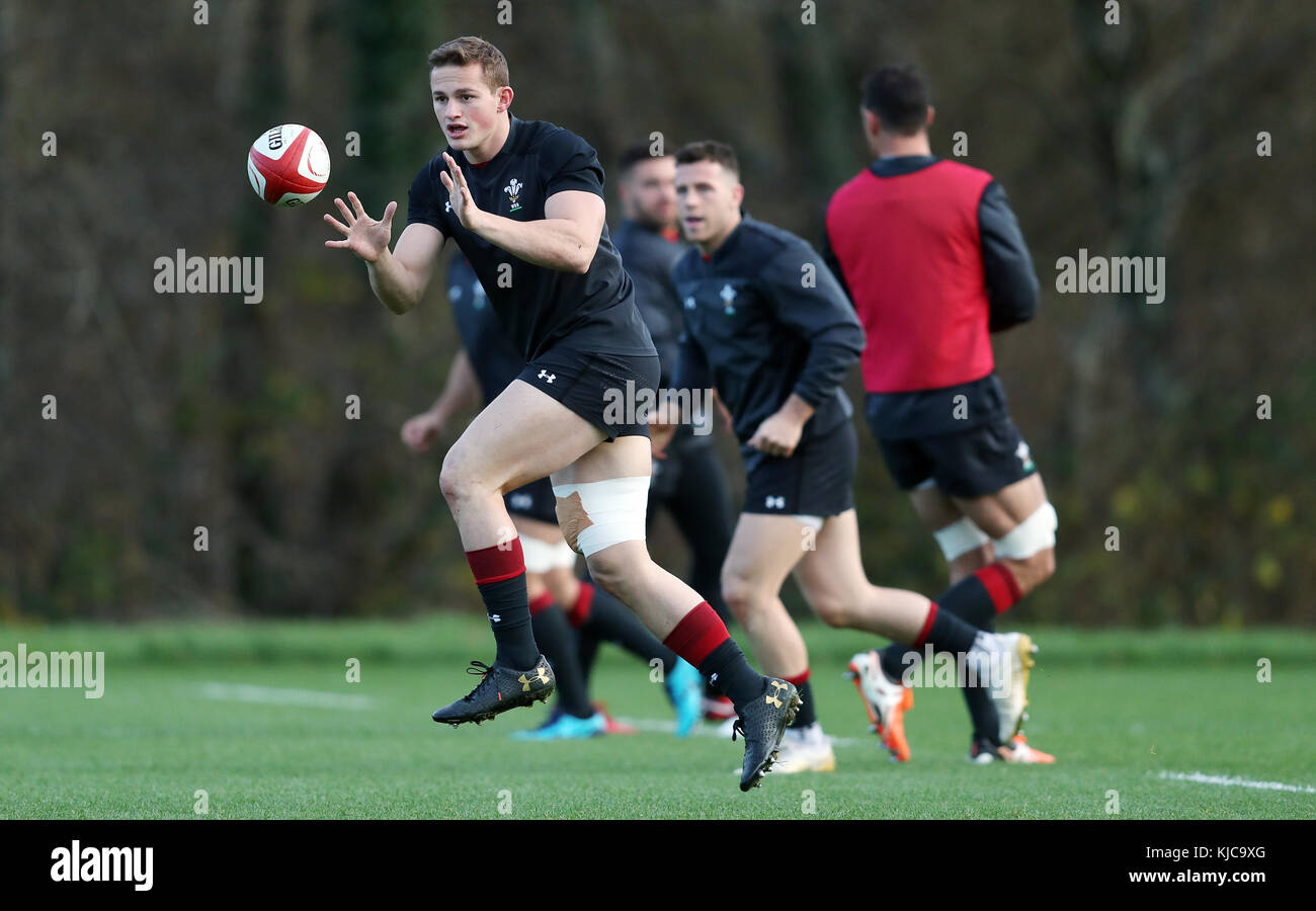 Wales' Hallam Amos during the training session at the Vale Resort ...