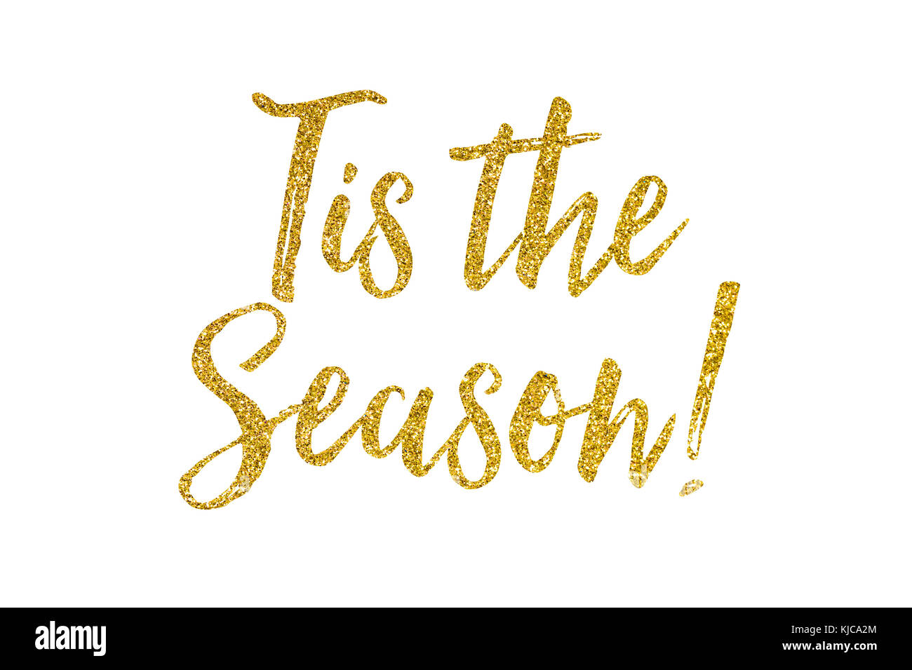 Christmas gold glitter lettering message Stock Photo - Alamy