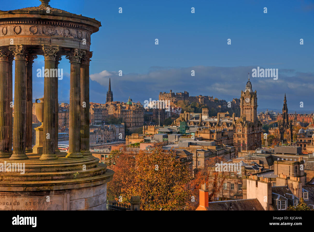 Autumn view of the Edinburgh Skyline from Carlton Hill, Lothian Stock ...