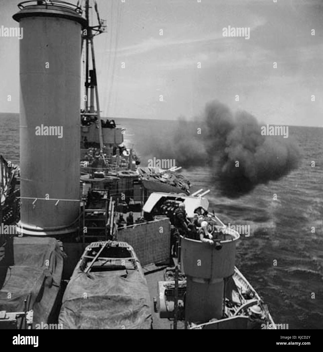 Bombardment by HMCS UGANDA Stock Photo - Alamy