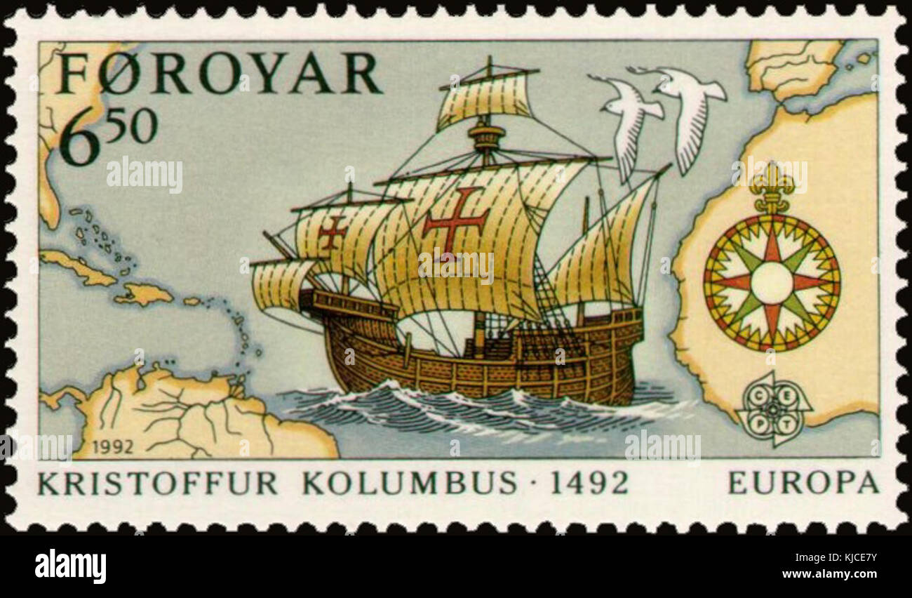 Faroe Islands stamp number 226 commemorates the Discovery of America ...