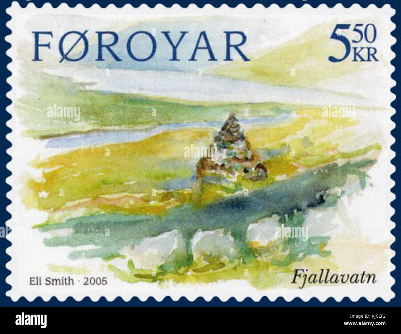 Faroe stamp 513 vagar fjallavatn Stock Photo - Alamy