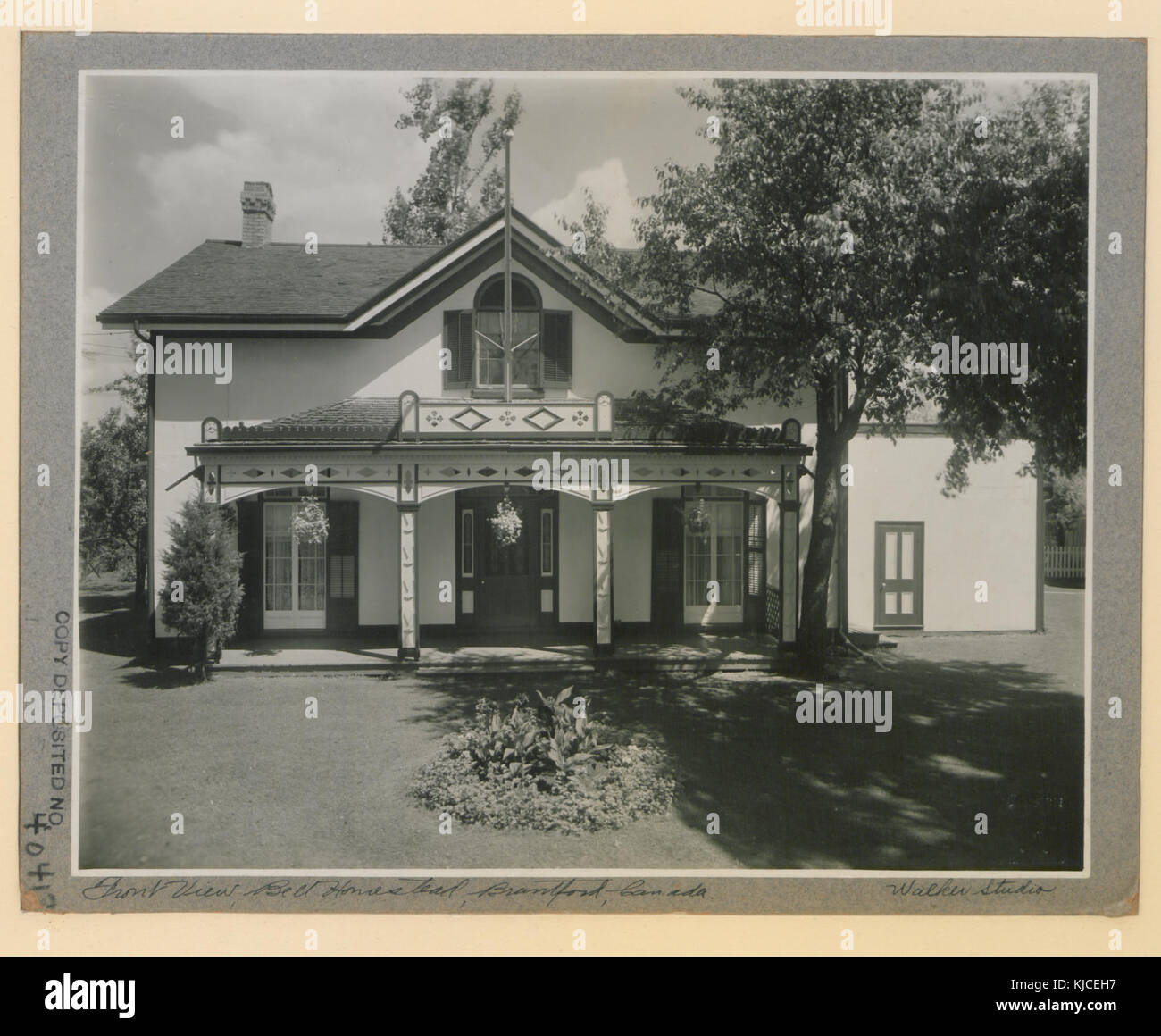 This image shows the front view of the Bell Homestead in Brantford ...