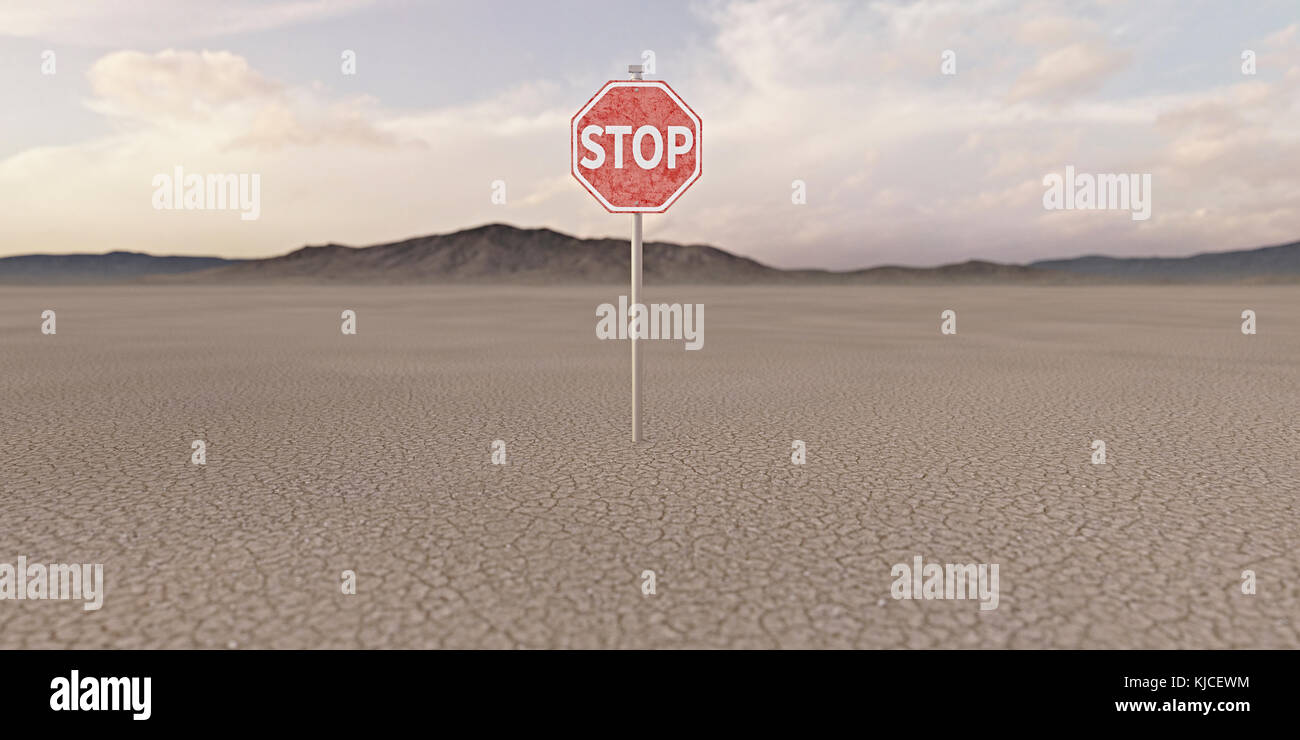 Stop sign in barren desert Stock Photo - Alamy