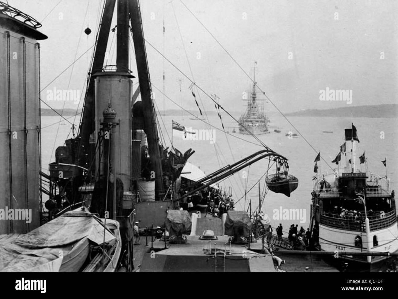 Visitors aboard HMS Indomitable at the Quebec Tercentenary 1908 LAC ...