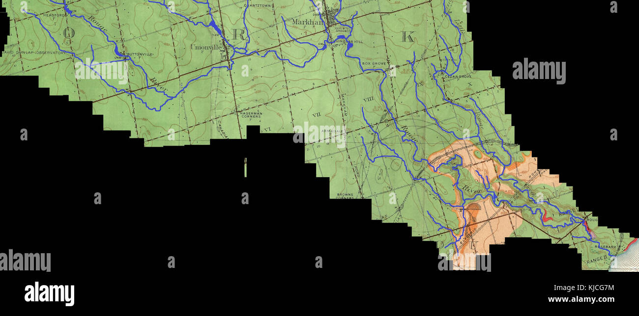 This image shows the lower course of the Rouge River, captured around ...
